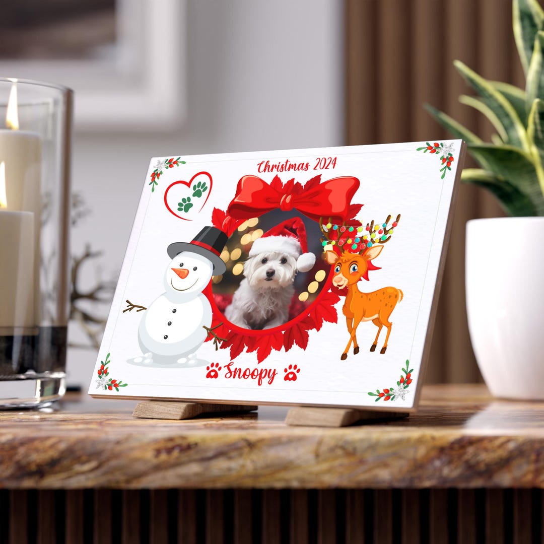 Custom Holiday Ceramic Photo Tile, Personalized Christmas Decor, Pet ...