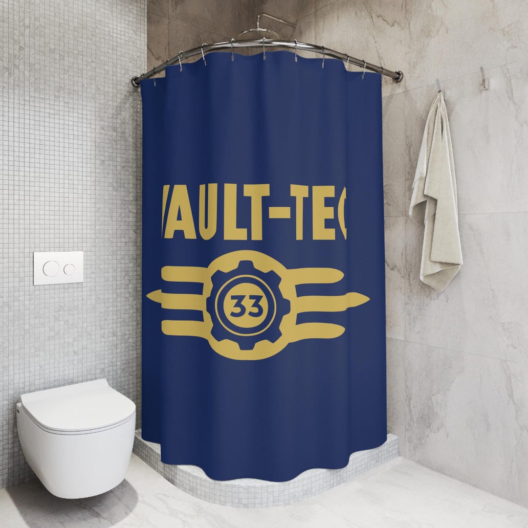Retro Vault Tec Fallout Inspired Shower Curtain Unique Bathroom Decor ...