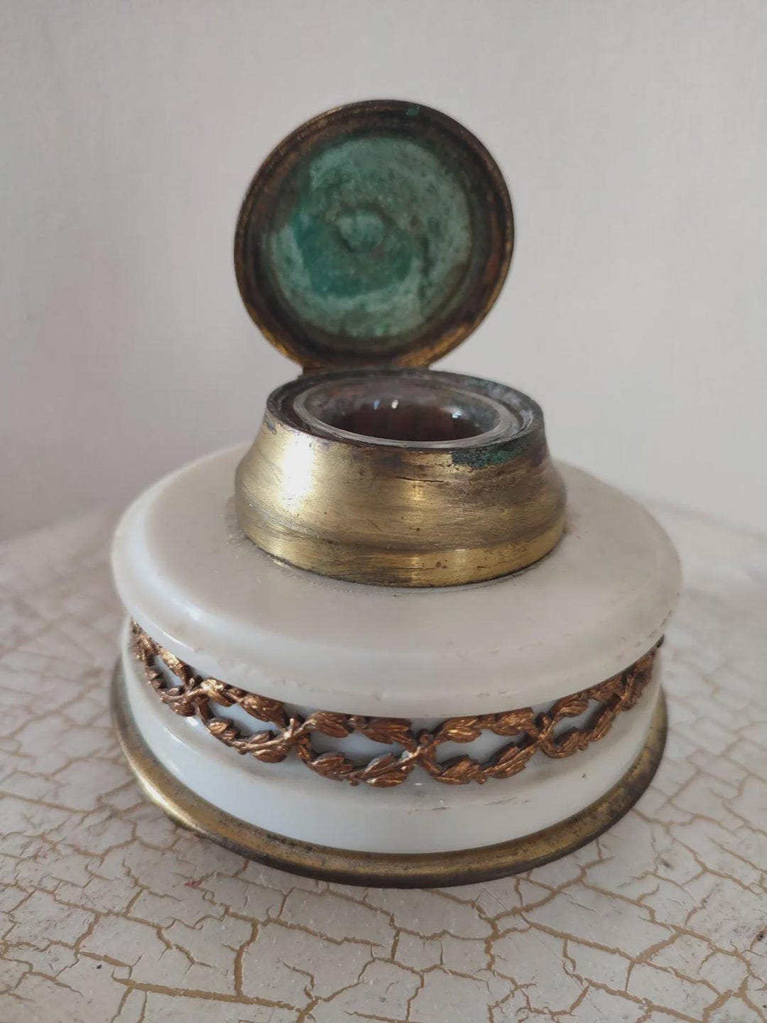 Antique Round Inkwell Made of Bronze and Marble in Louis XVI Style ...