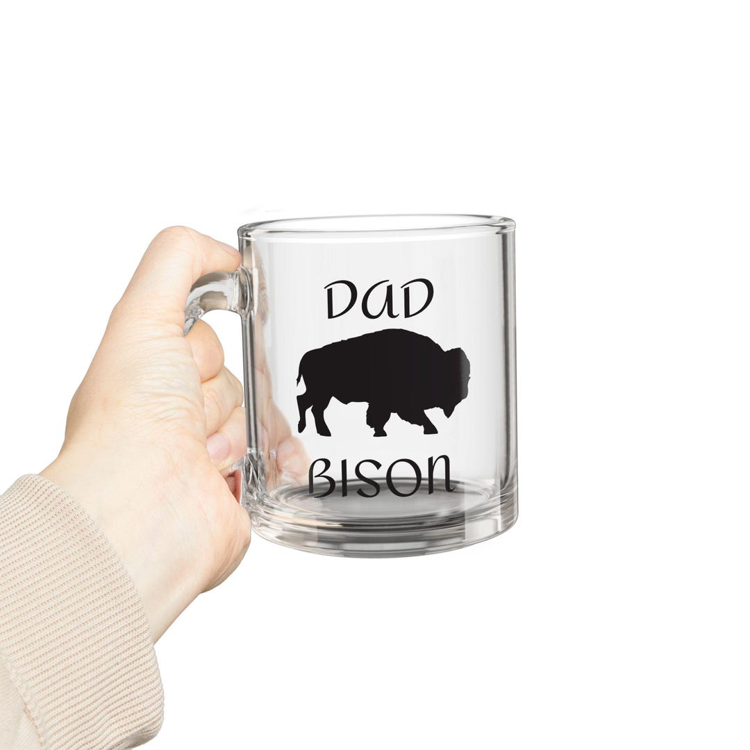 Bison Dad Mug - Unique Glass Coffee Cup for Wildlife Lovers, Father's ...