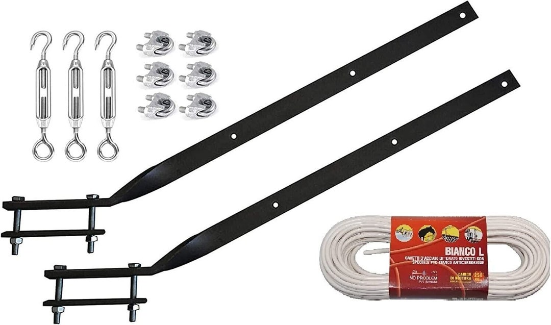 Balcony Clothesline Brackets Iron Railing Pair Complete Kit ...