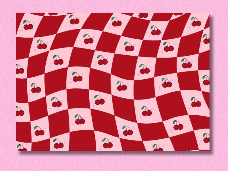 Cherry Checkered Thank You Card Template for Small Businesses, Editable ...