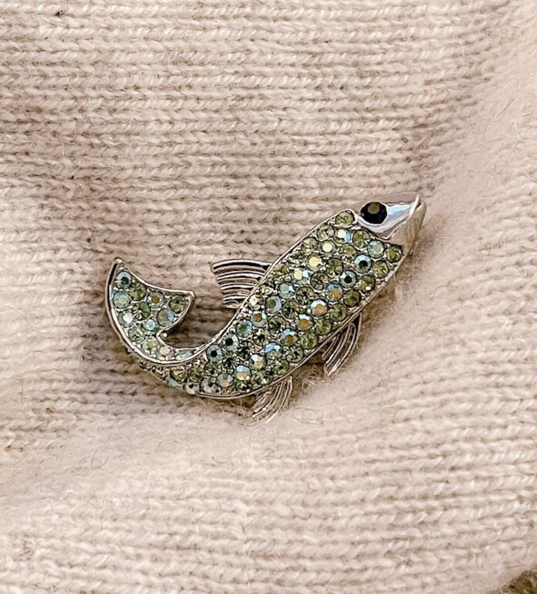 CIRO Silver and Crystal Twisting Fish Brooch - Etsy