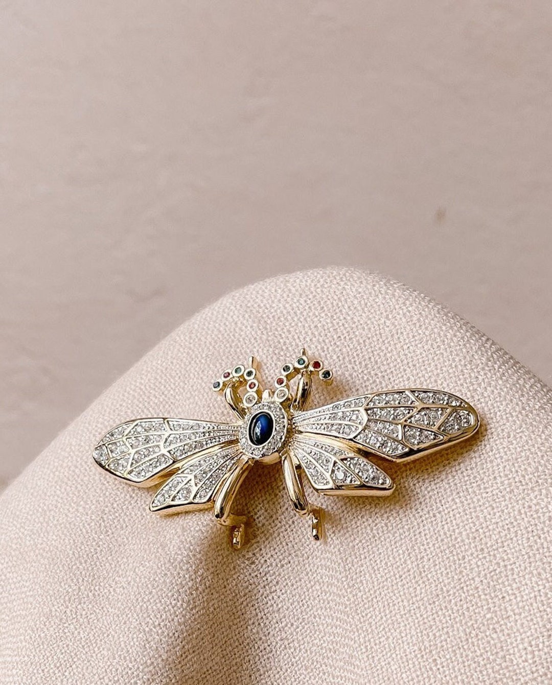CIRO Gold Clear and Pink Crystal Butterfly Brooch - Etsy