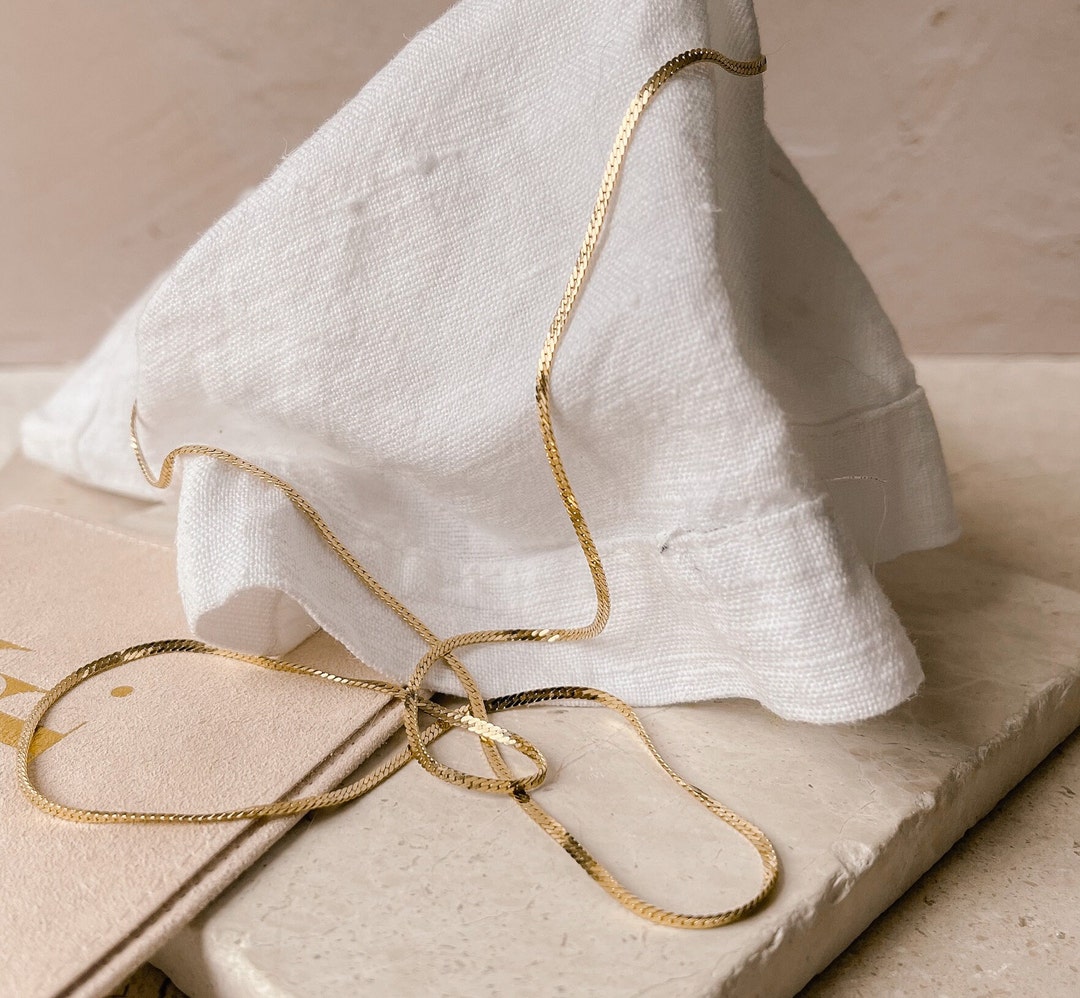 Monet Gold Herringbone Chain Necklace - Etsy