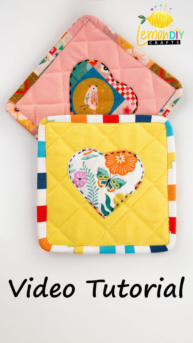 PDF Pattern and Video Tutorial for Heart-cup Coaster in English, French ...