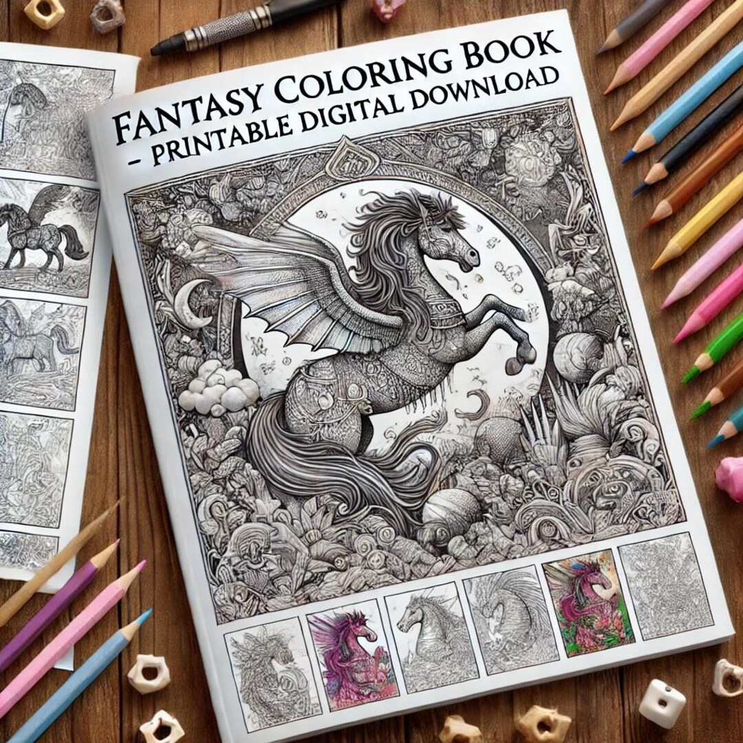 Fantasy Adult Coloring Pages | Printable Digital Download | 10-page ...
