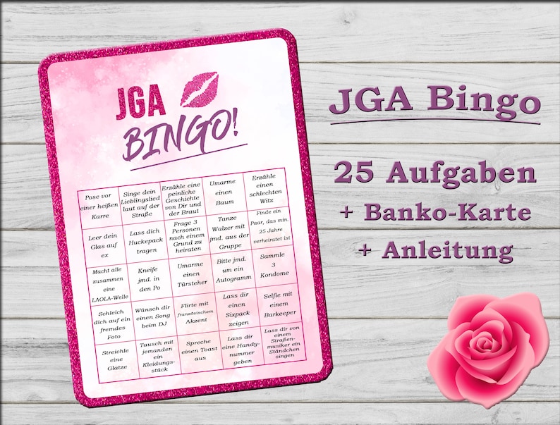 JGA Bingo 25 Tasks Blank Instructions as PDF for Printing / DIY / Hen ...