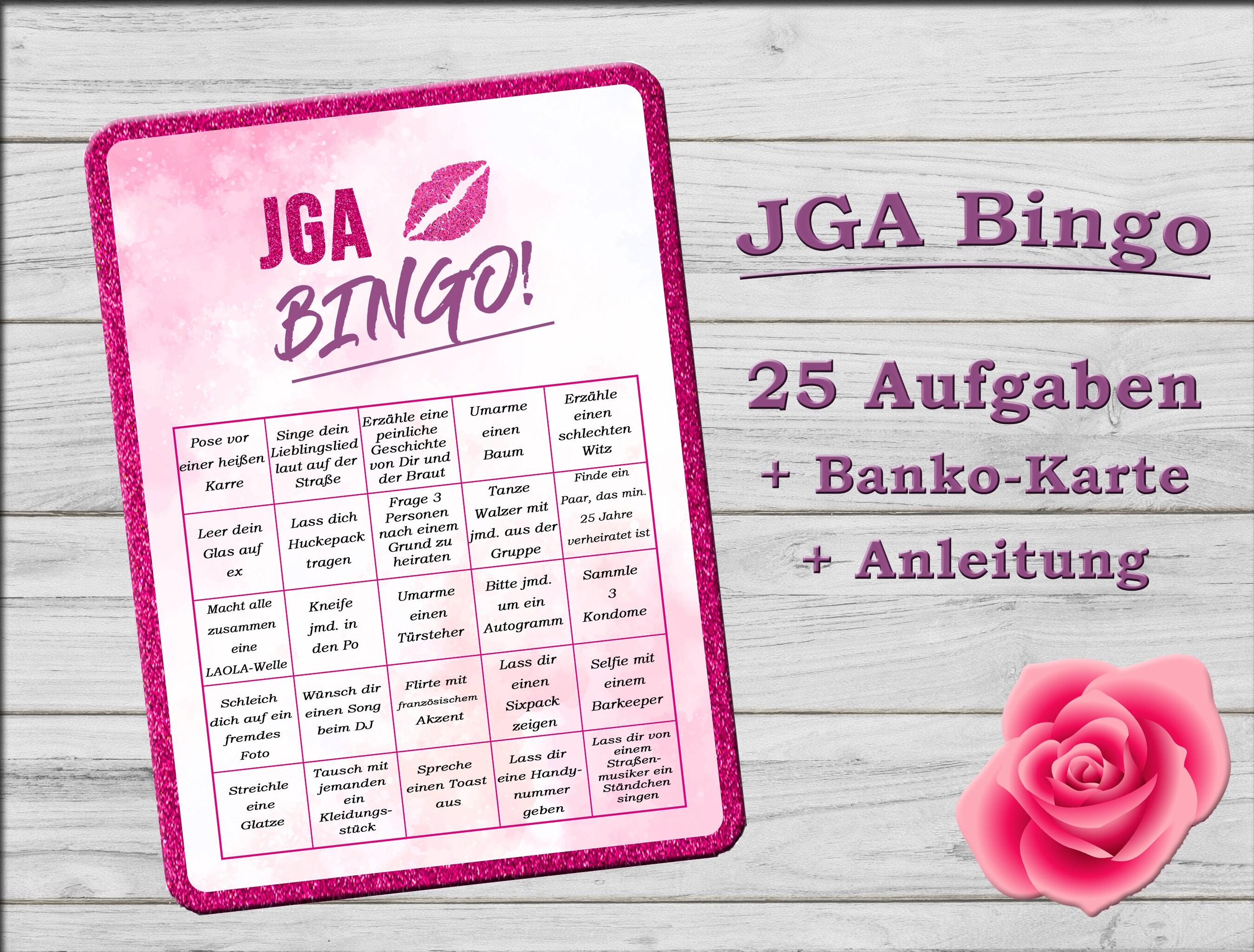 JGA Bingo 25 Aufgaben + Blanko + Anleitung als PDF zum Ausdrucken / DIY ...