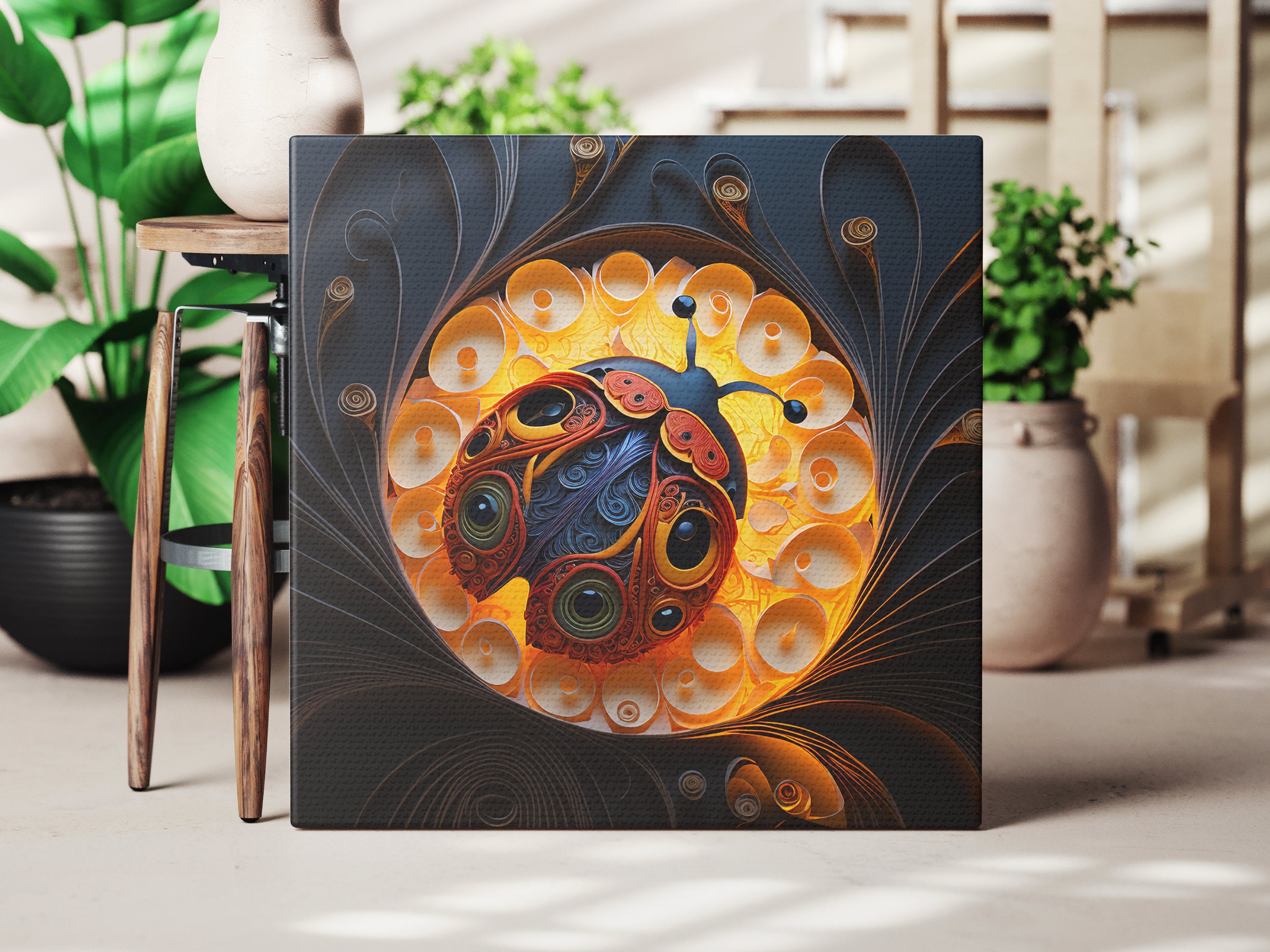 Ladybug Canvas Wall Art Abstract Ladybug Wall Decor Quilling Ladybug ...