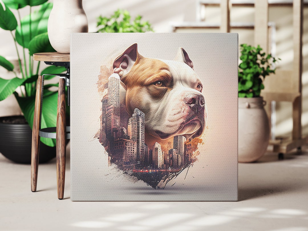 Bully Dog Canvas Wall Art American Bully Art Pitbull Wall Art Bully ...