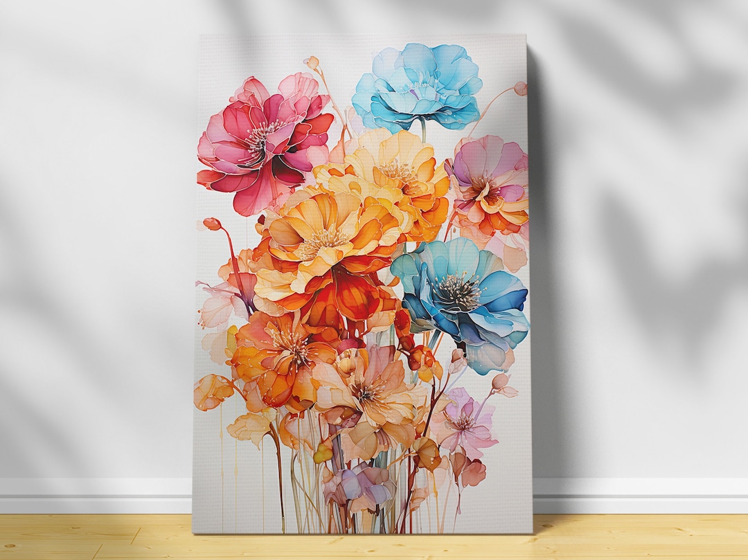 Abstract Floral Canvas Wall Art Colorful Flower Art Vibrant Botanical ...