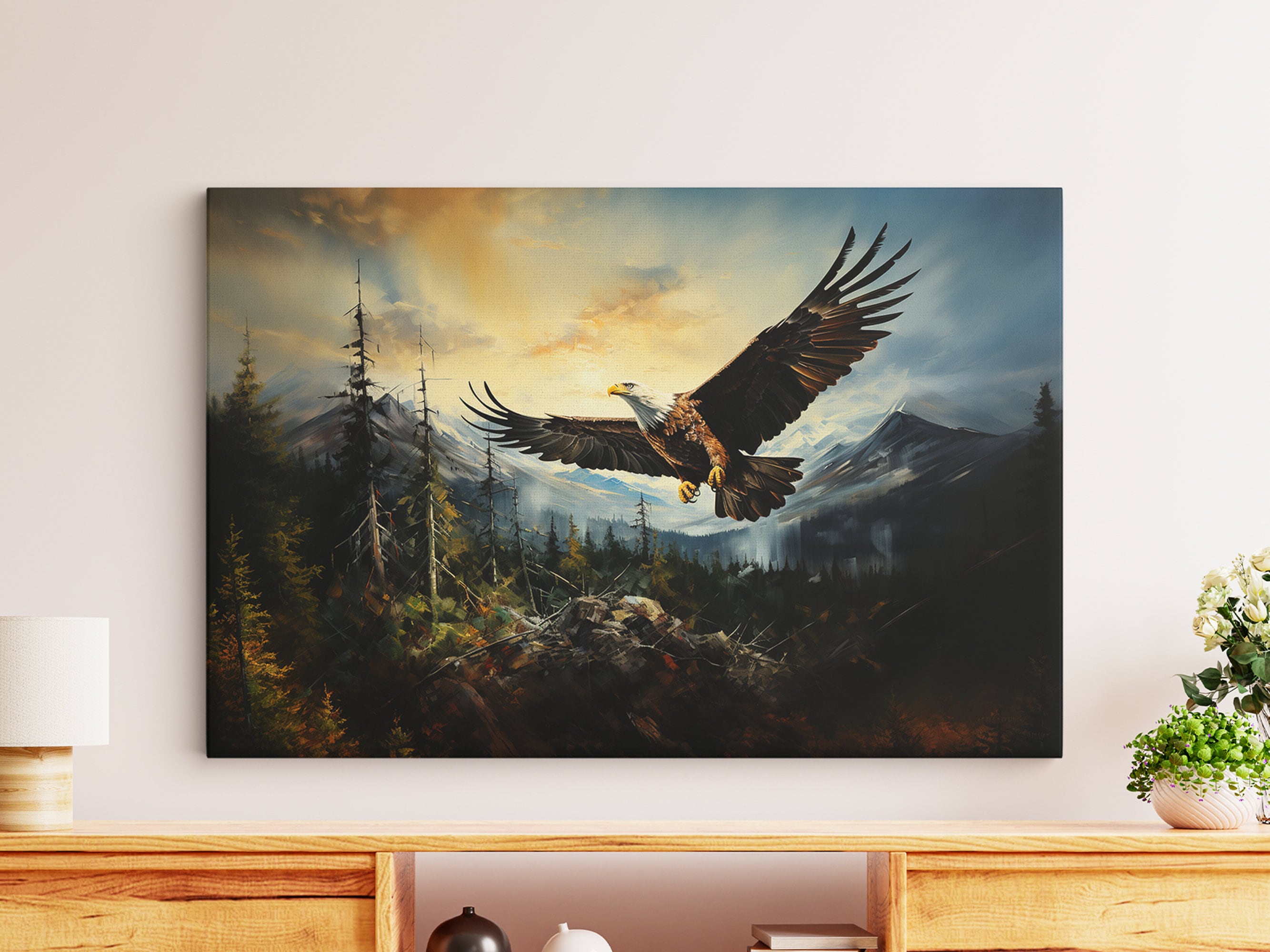 Eagle Canvas Wall Art Soaring Eagle Decor American Eagle Art - Etsy