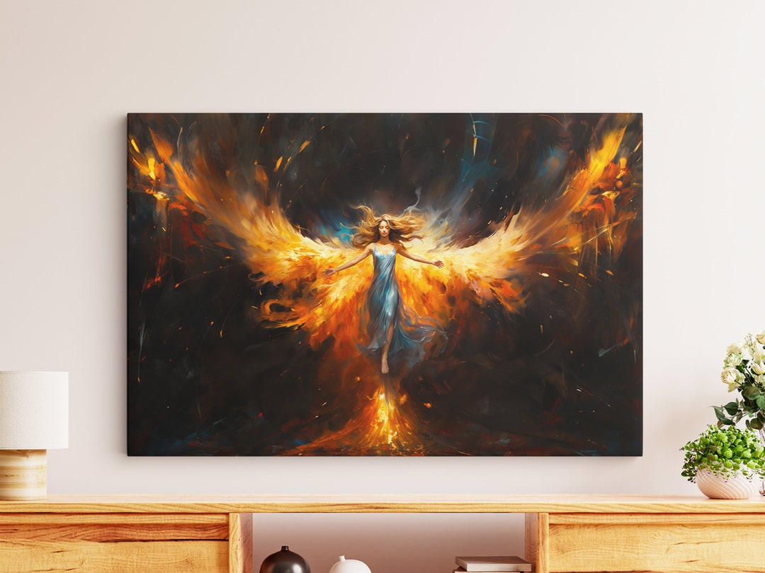 Fiery Soul of a Woman Canvas Art Woman on Fire Art Powerful Female Art Empowering Women Art ...