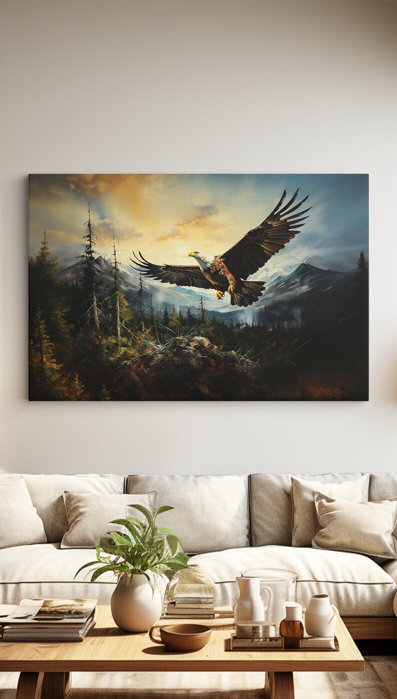 Eagle Canvas Wall Art Soaring Eagle Decor American Eagle Art - Etsy