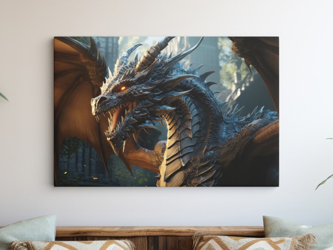 Epic Dragon Canvas Art Mythical Dragon Art Legendary Dragon Canvas ...
