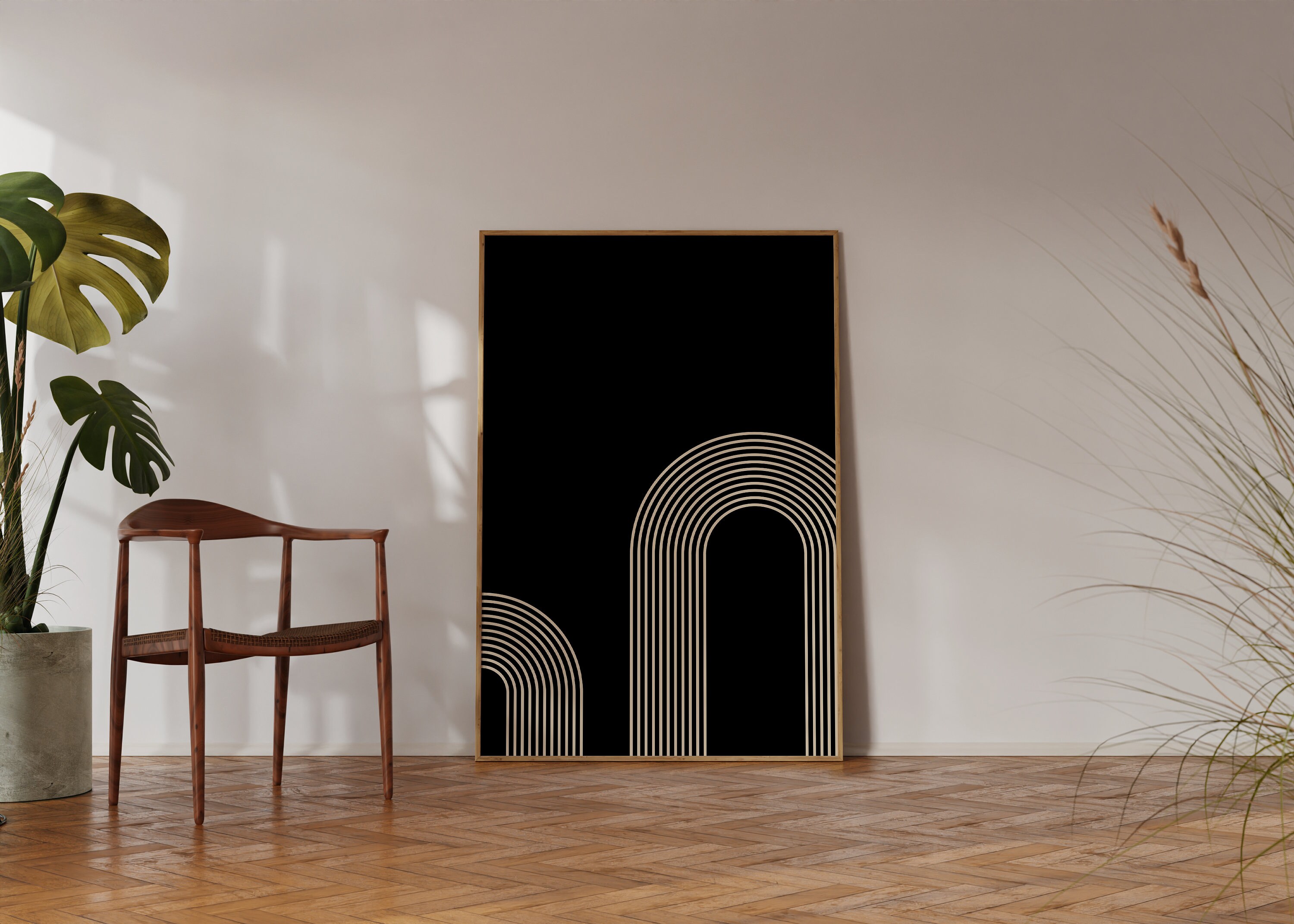 Minimalistische Japandi Wandkunst, abstrakte Wandkunst, geometrisch druckbares Poster, digitaler ...