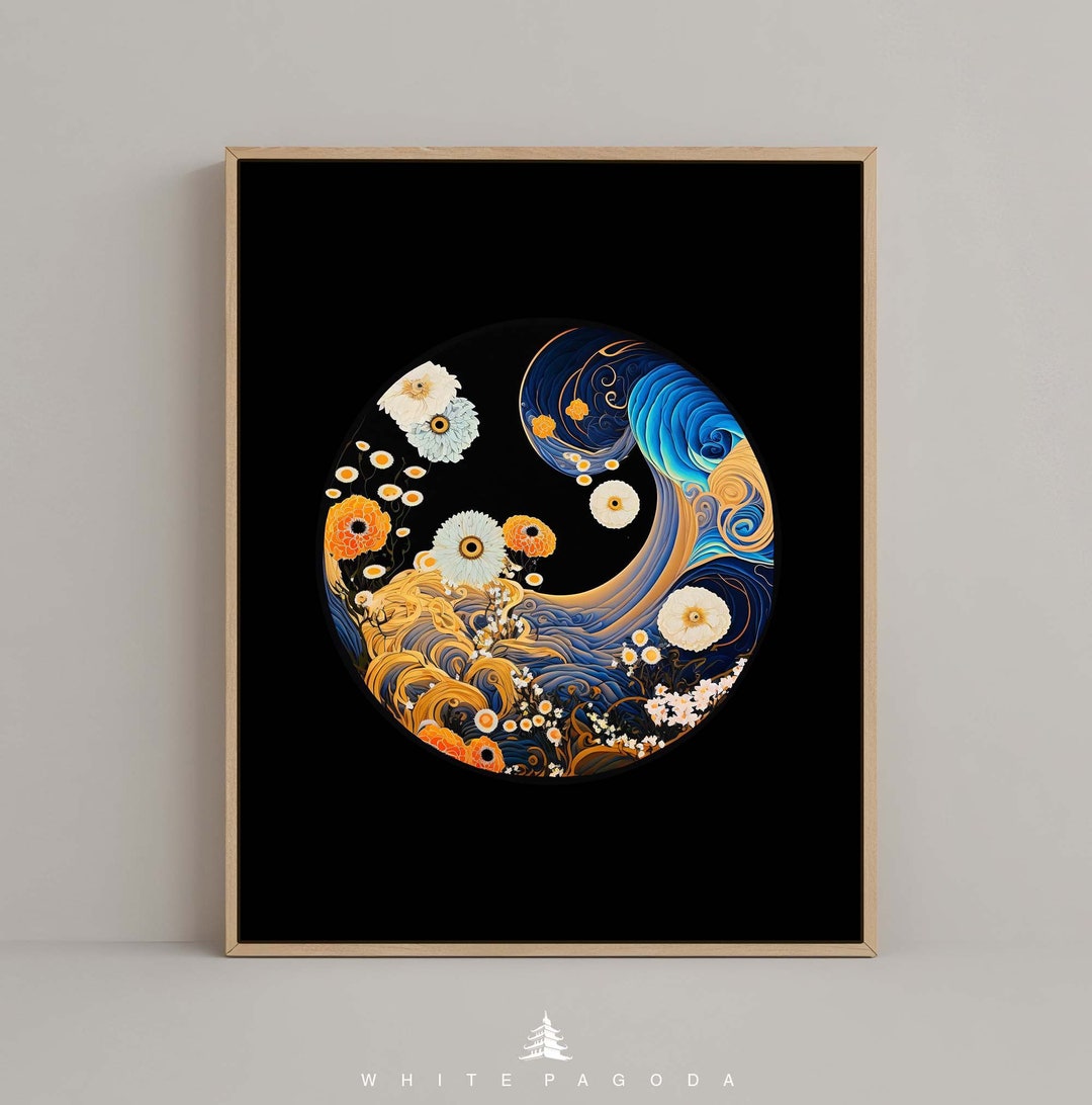 Japanese Zen Mother Nature Flowers Wall Art #01, Japanese Colorful ...