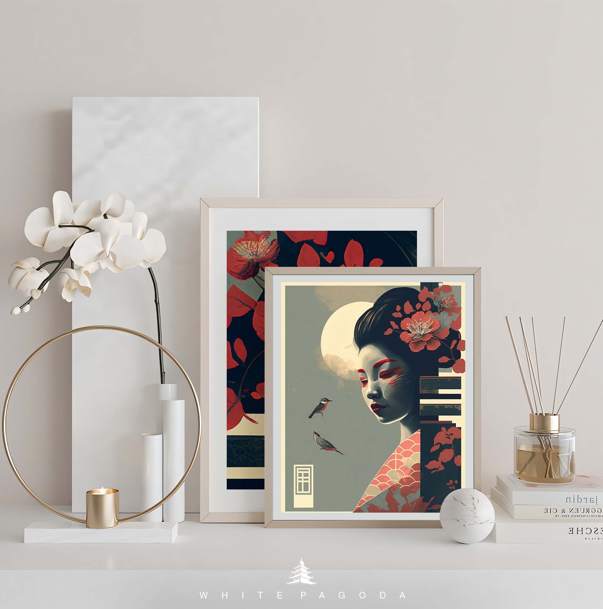 Japanese Geisha Graphic Design Portrait Wall Art 03, Modern Ukiyo-e ...