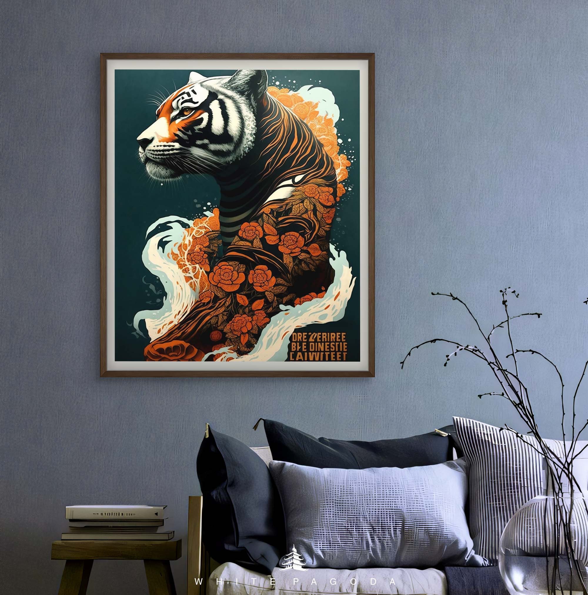 Japanese Vintage Zen Tiger Illustration Wall Art 01 - Etsy