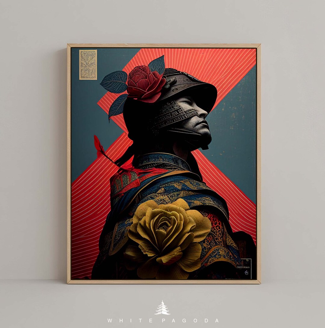 Japanese Samurai Graphic Design Portrait Wall Art #05, Modern Ukiyo-e ...