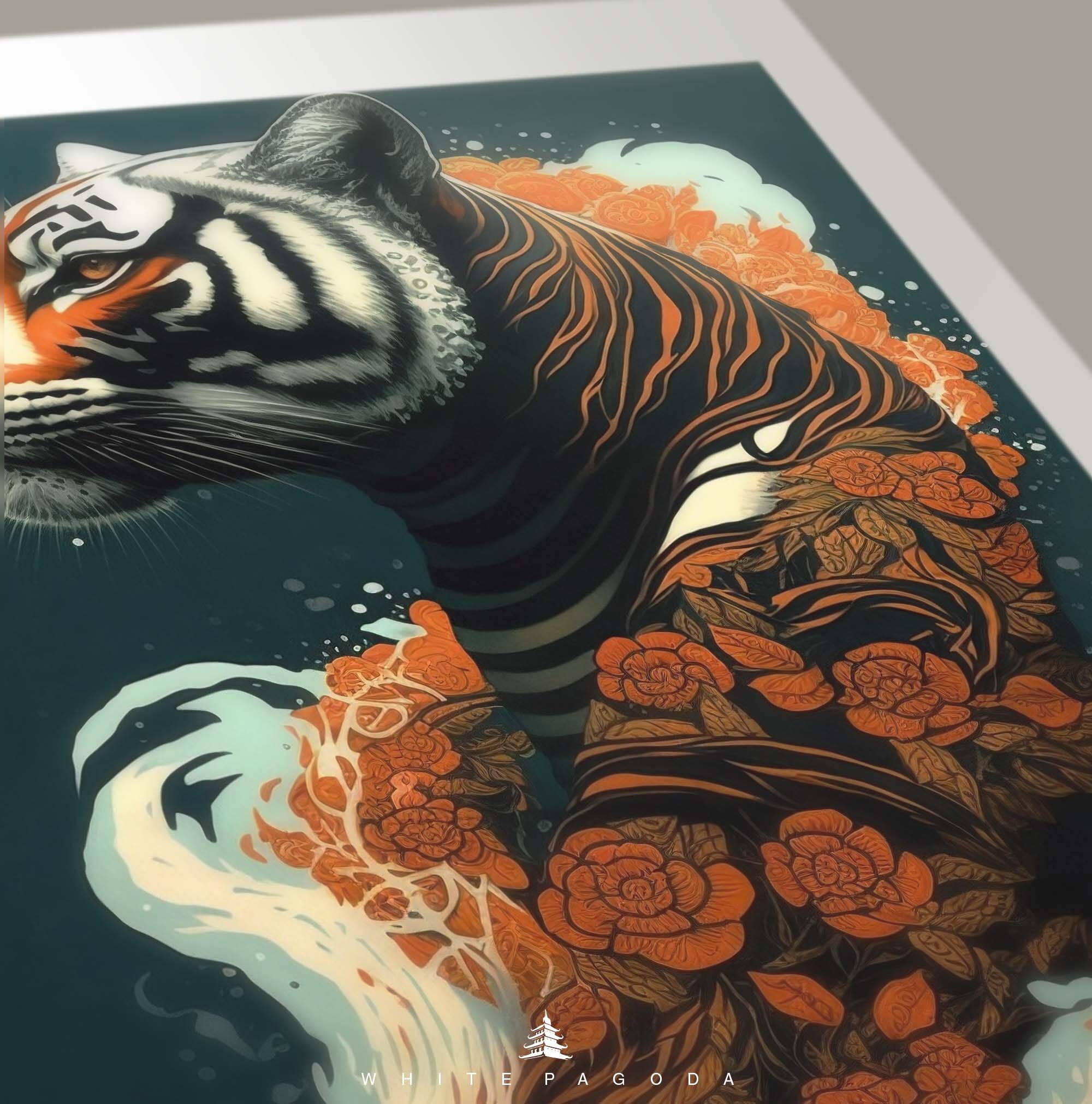 Japanese Vintage Zen Tiger Illustration Wall Art 01 - Etsy