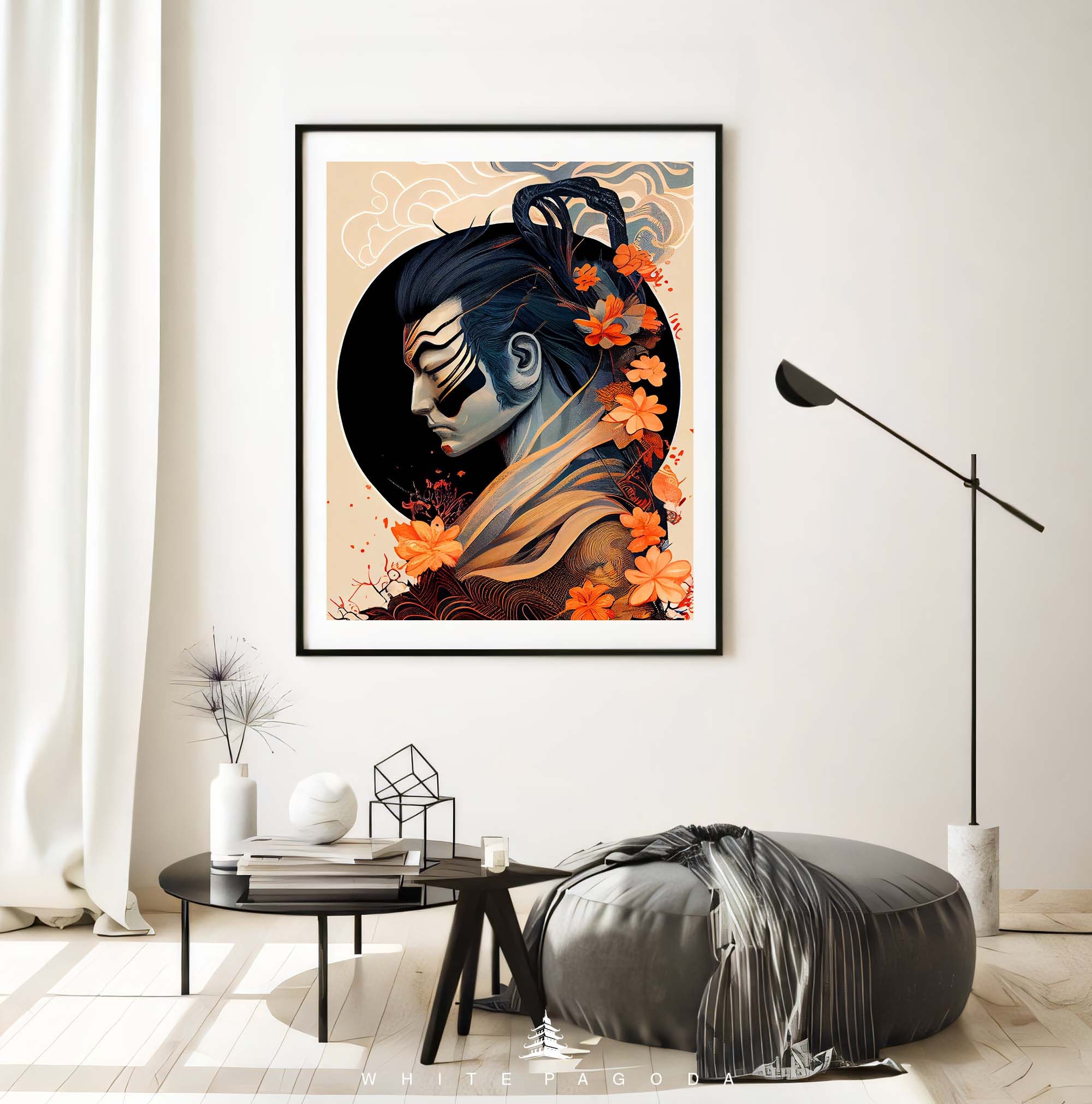 Japanese Samurai Portrait Illustration Wall Art #03, Modern Ukiyo-e ...