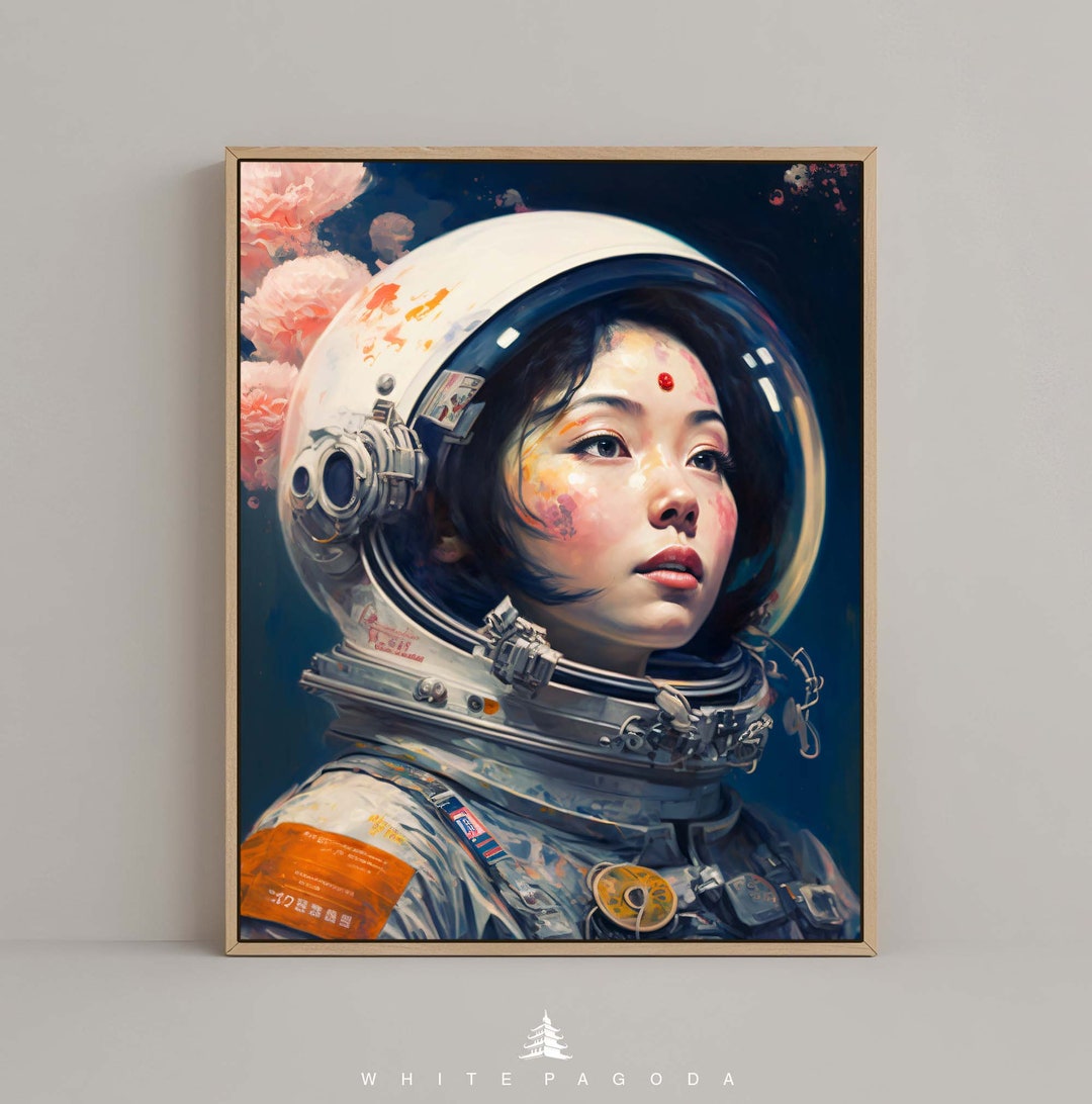 Japan Astronaut Geisha Portrait Wall Art #04, Modern Ukiyo-e Poster ...