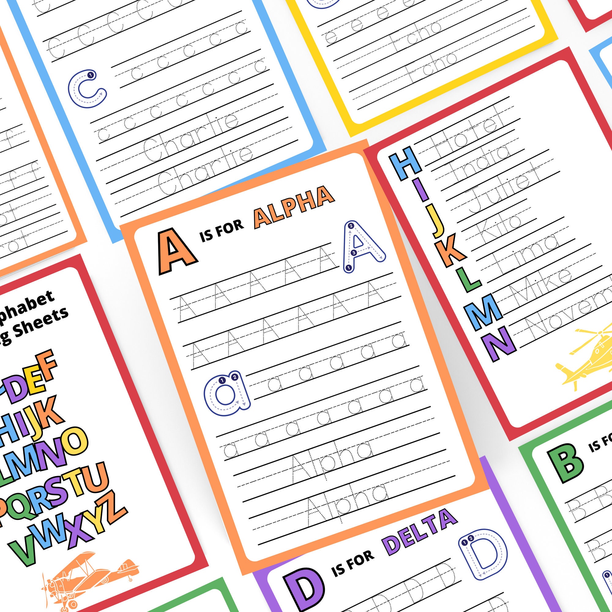 Handwriting Practice Sheets, Aviation Alphabet, Alphabet Tracing for ...