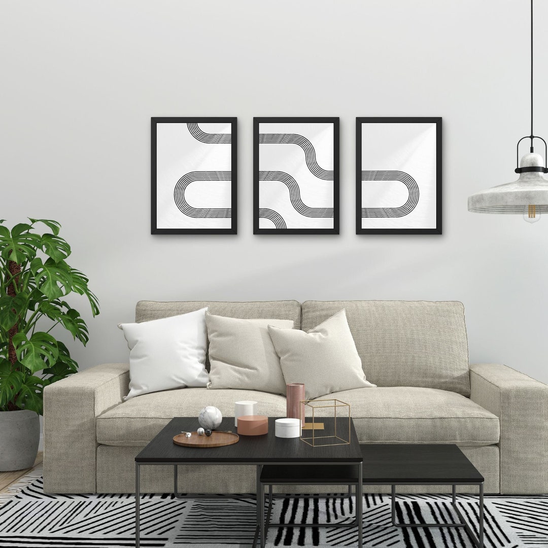 Minimalist Modern Line Art Print Digital Download SET OF 3 | Black ...