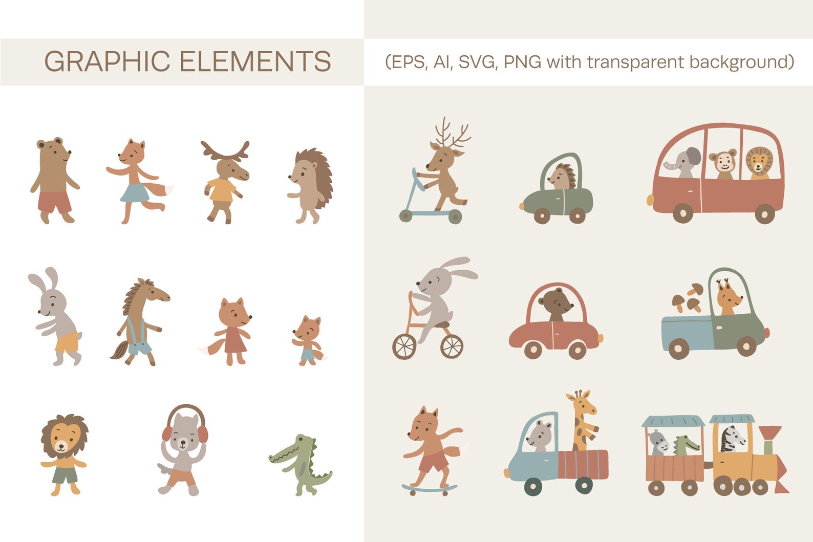 Cute Baby Animals City Map Creator Clipart, Transport and Houses ...