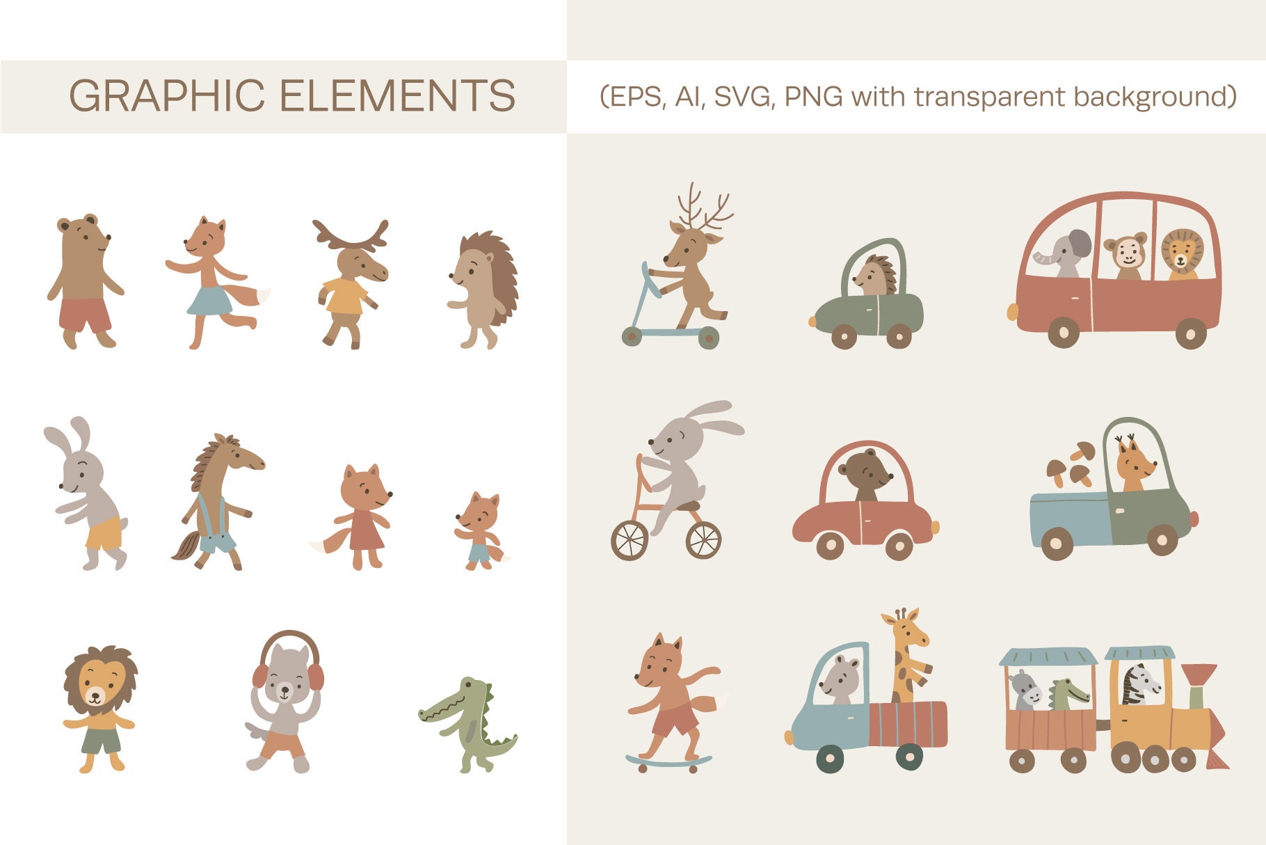 Cute Baby Animals City Map Creator Clipart, Transport and Houses ...