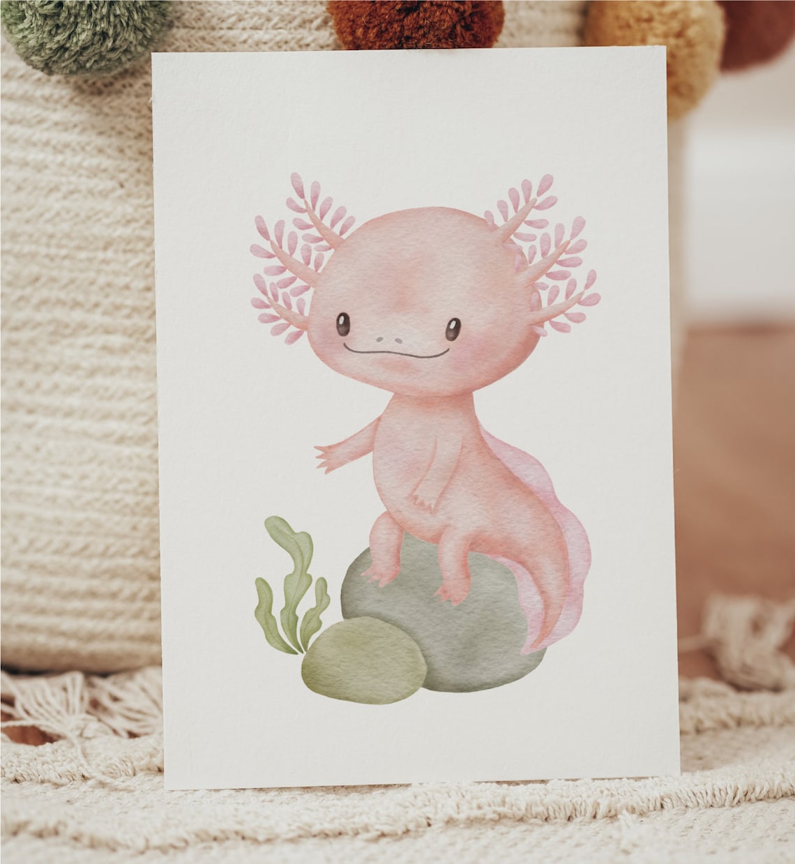 Watercolor Axolotl Clipart, Nursery Decor for Boys and Girls, Baby Wall ...