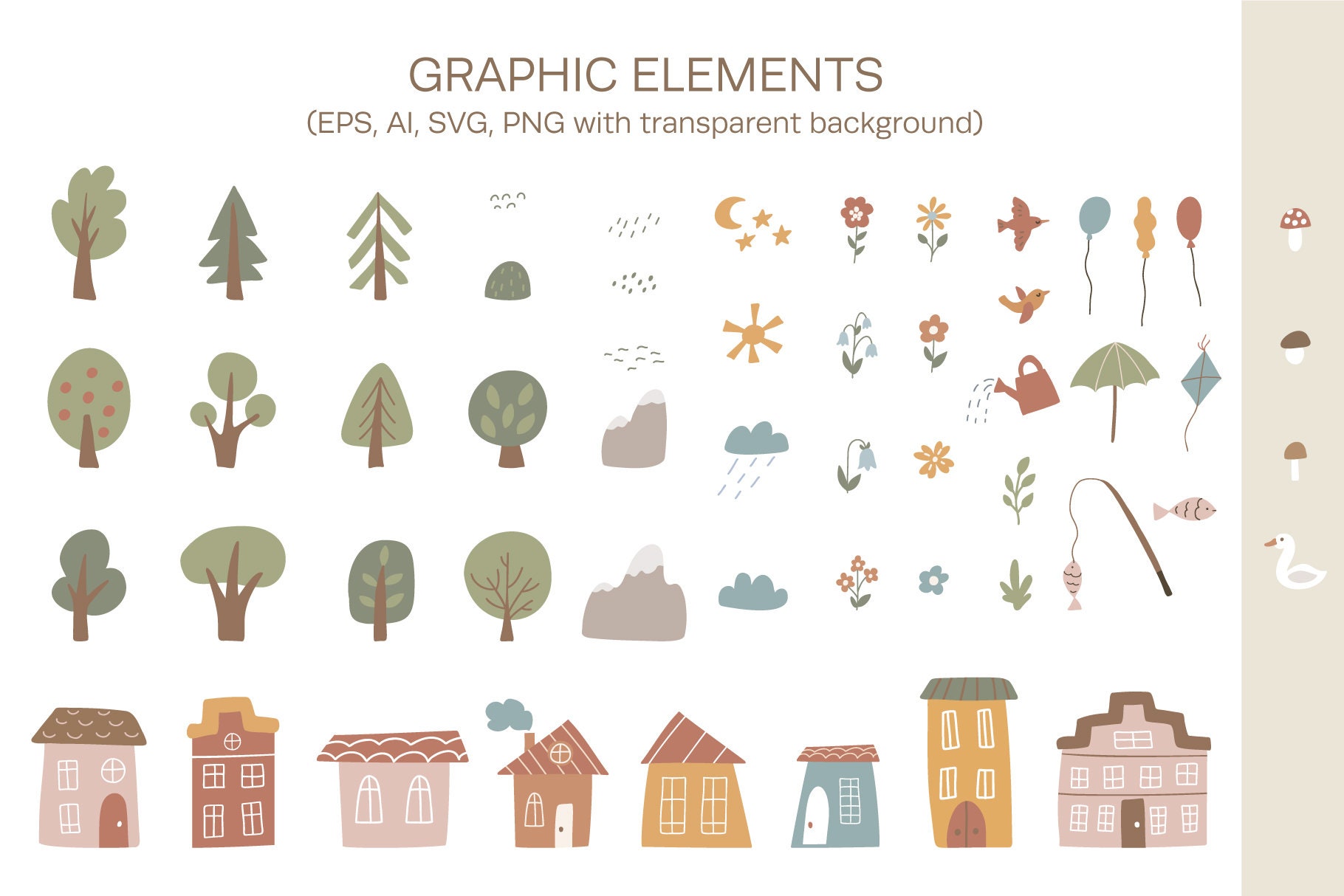 Cute Baby Animals City Map Creator Clipart, Transport and Houses ...