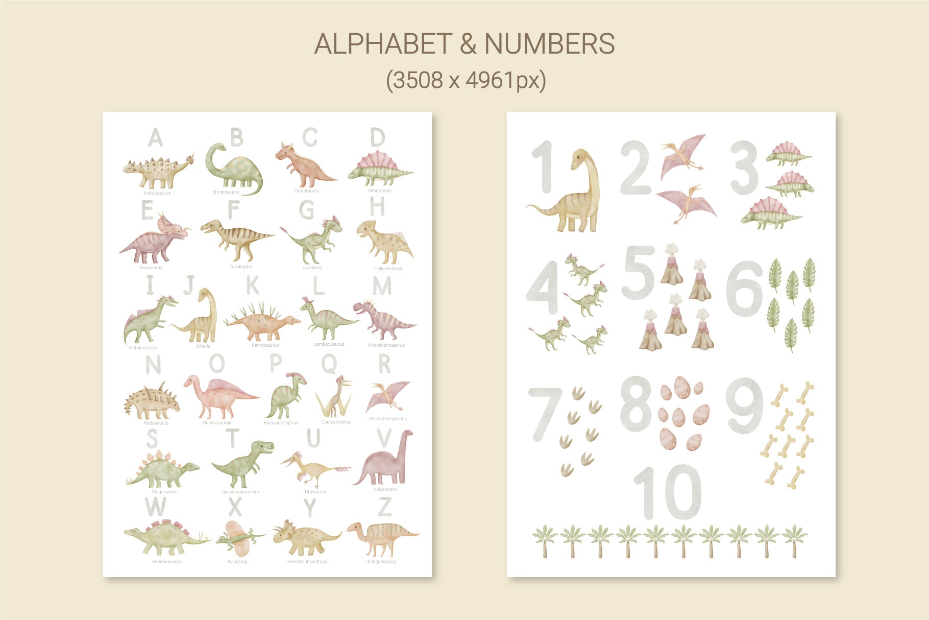 Watercolor Dinosaurs Clipart, Nursery Decor for Boys and Girls ...