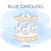 Watercolor Blue Carousel Clipart, Baby Shower Clipart, Carousel Horse ...