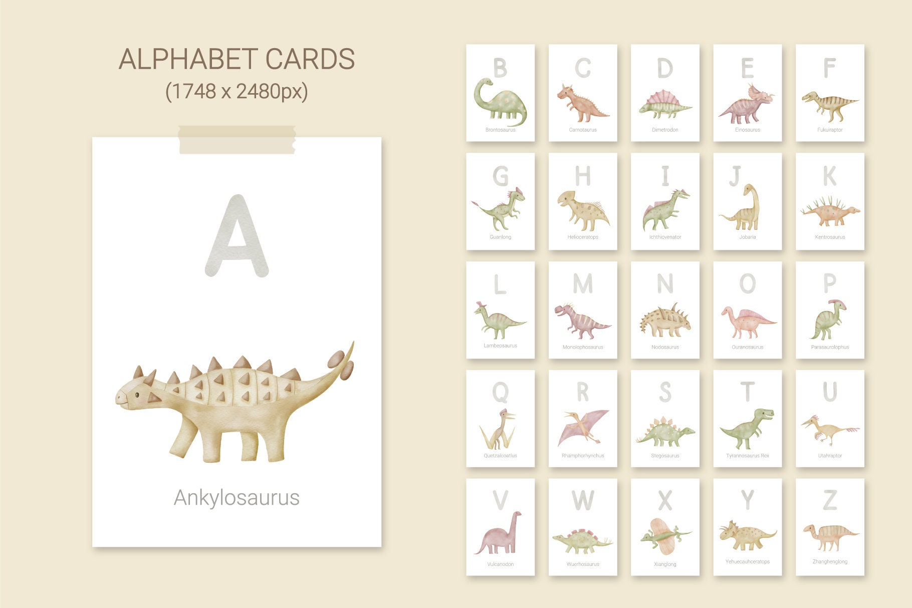 Watercolor Dinosaurs Clipart, Nursery Decor for Boys and Girls ...