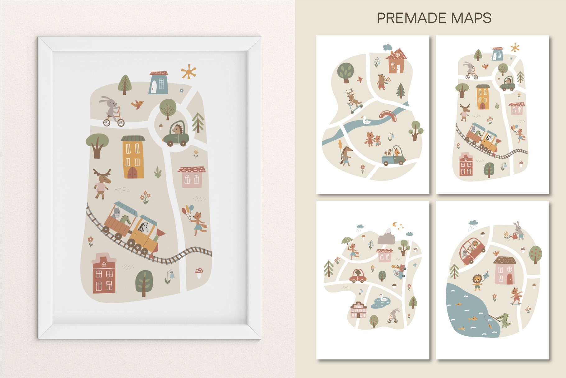 Cute Baby Animals City Map Creator Clipart, Transport and Houses ...