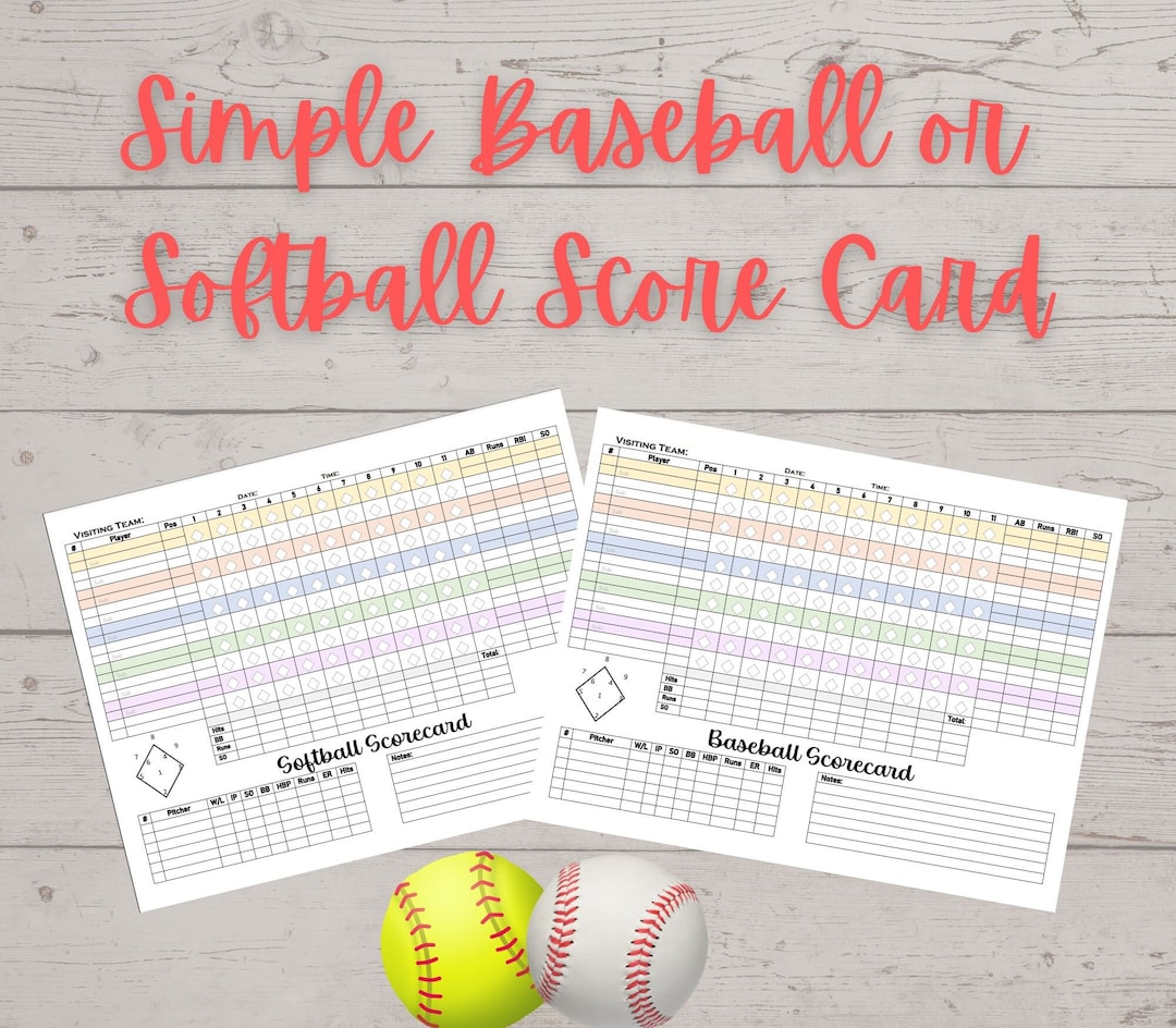 Simple Baseball Scorecard or Softball Scorecard - Etsy