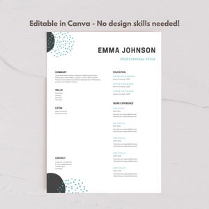 Cute Resume Template for Canva | Professional CV | Editable & Instant ...