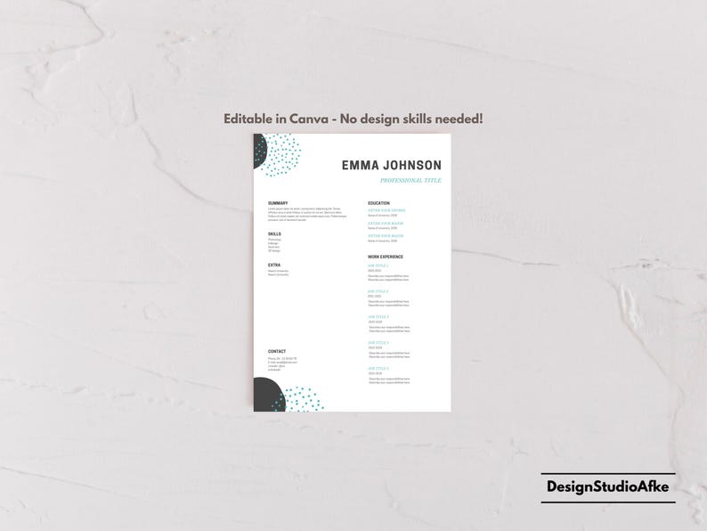 Cute Resume Template for Canva | Professional CV | Editable & Instant ...