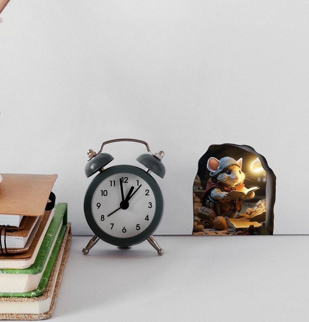 Wizard Mouse, D&D Mouse in His Mouse Hole Decal, 3D Mouse Sticker, Wall Sticker, Gift Idea ...