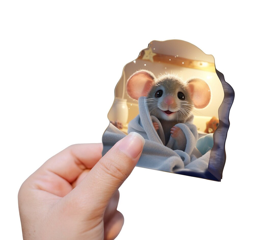 Cozy Baby Mouse in a Blanket in His Mouse Hole Decal, 3D Mouse Sticker ...