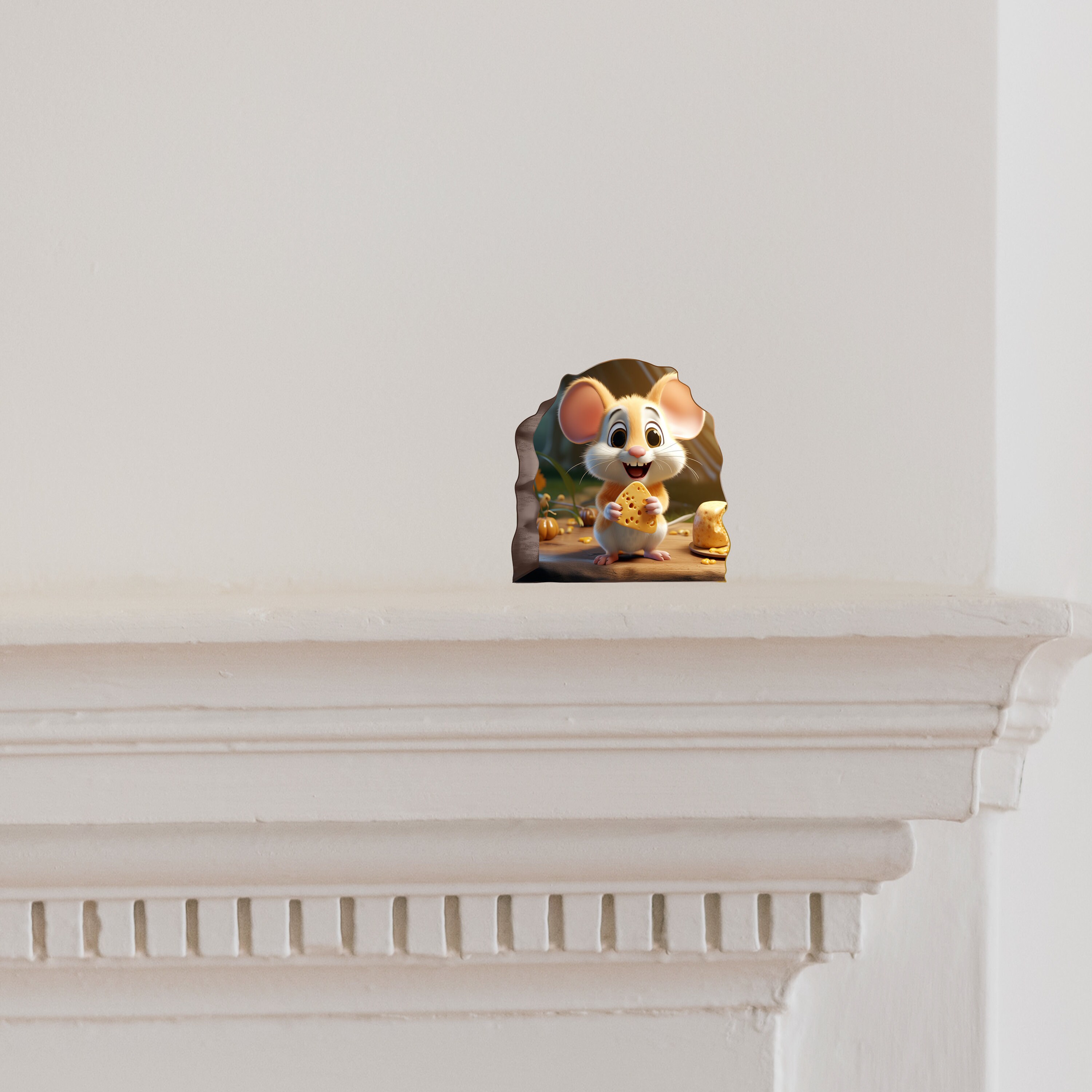 3D Mouse Sticker, Eating Cheese Mouse Hole Sticker, Decal, Wall Sticker ...