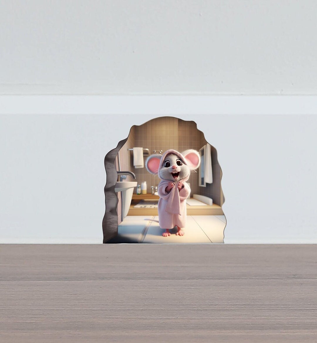 Mouse Sticker, Mouse Hole Sticker, 3D Mouse Sticker, Baseboard Decal ...