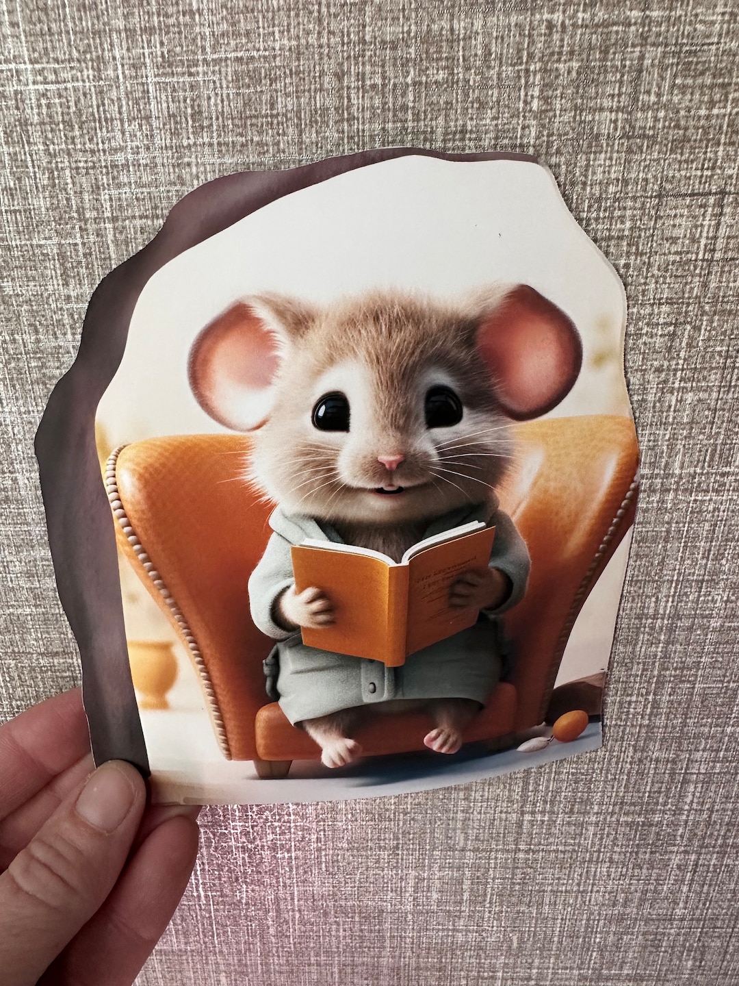 Mouse Reading a Book in His Mouse Hole Sticker, Wall Decal, 3D Wall ...