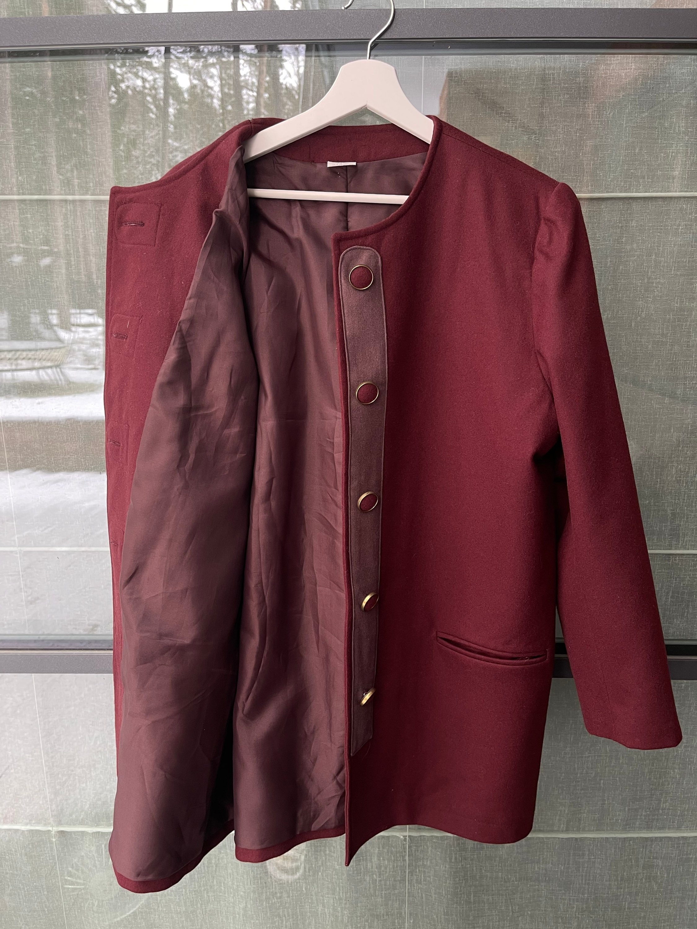 Wool Burgundy Bordeaux Coat With Buttons Oversize 90s Size - Etsy Canada