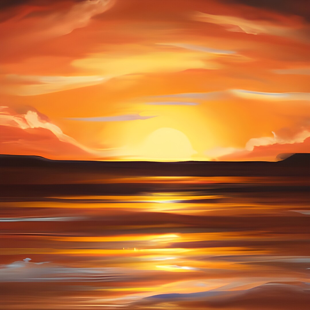 Poster Sunset Oil Painting Image/painting as Digital Download 8K ...