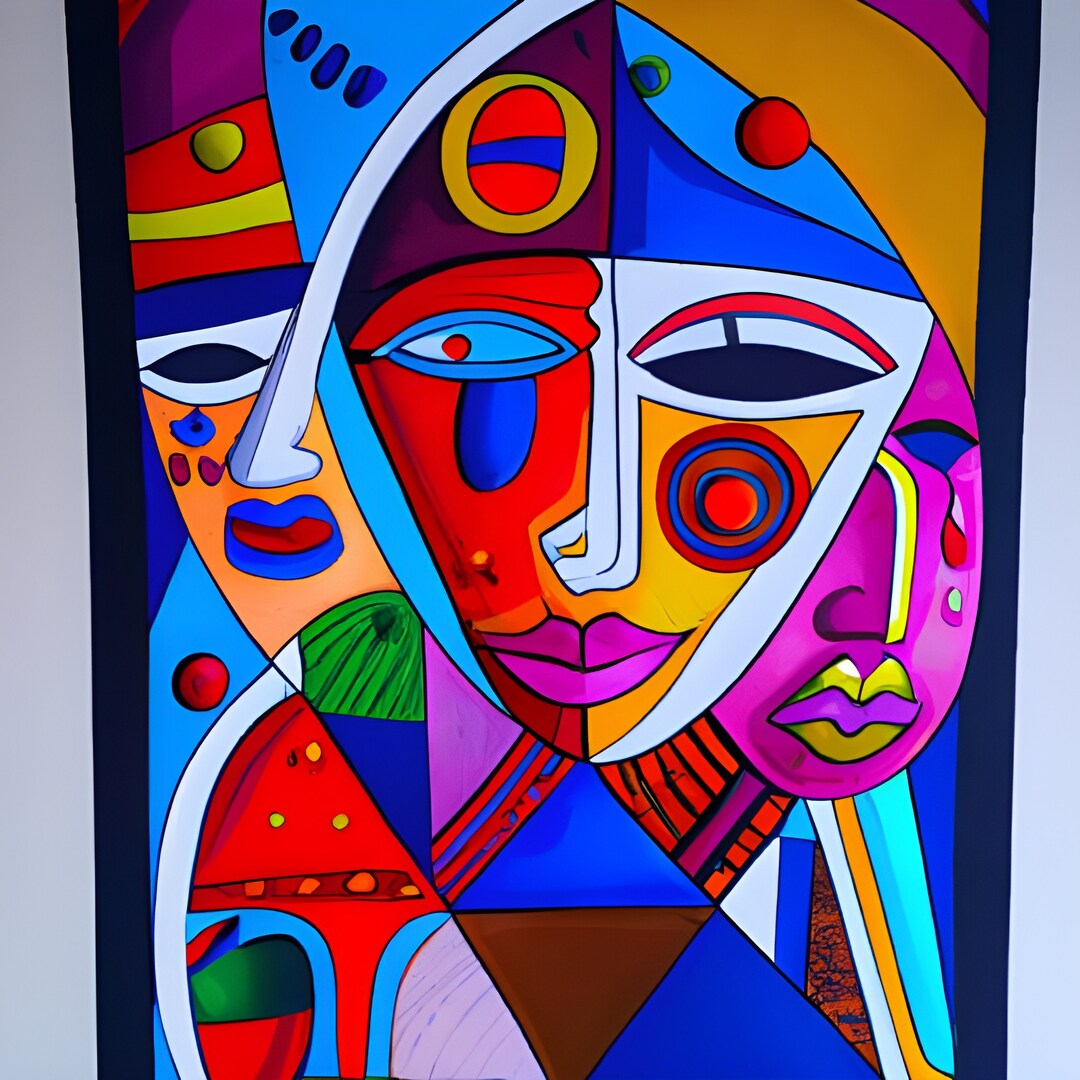 Poster Cubism-style Faces Image/painting as Digital Download 8K ...