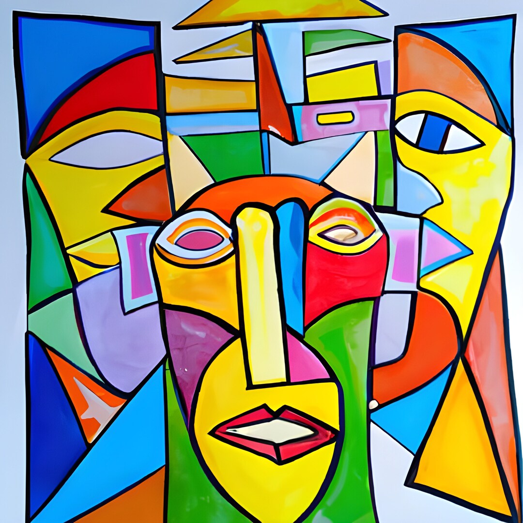 Poster Faces in Cubism Style Image/painting as Digital Download 8K ...